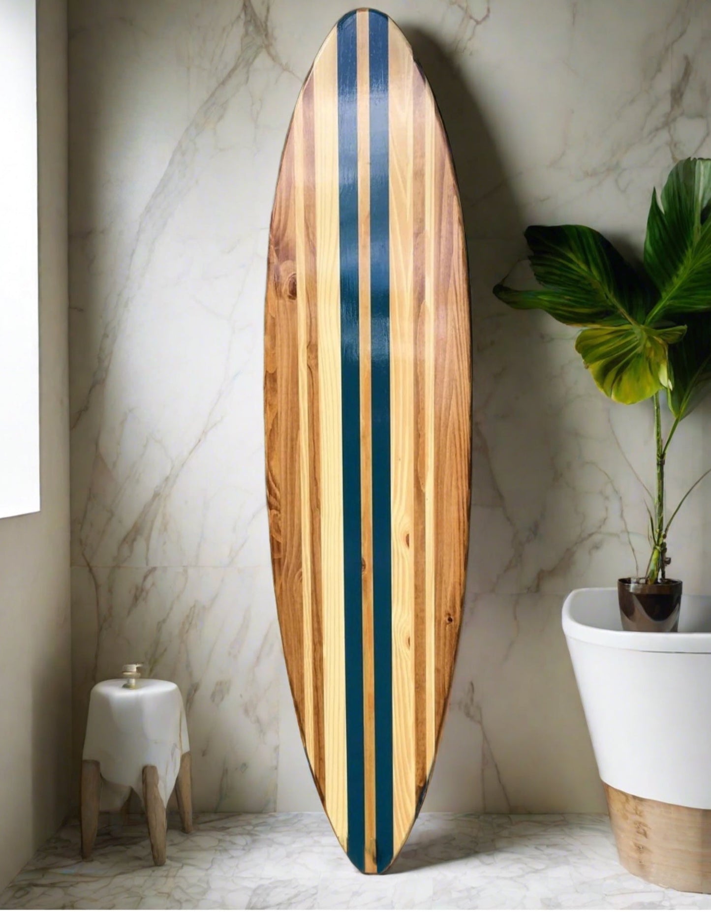 Blue Twist Surfboard Wall Art & Decor | Customizable | Wood Surfboard ...