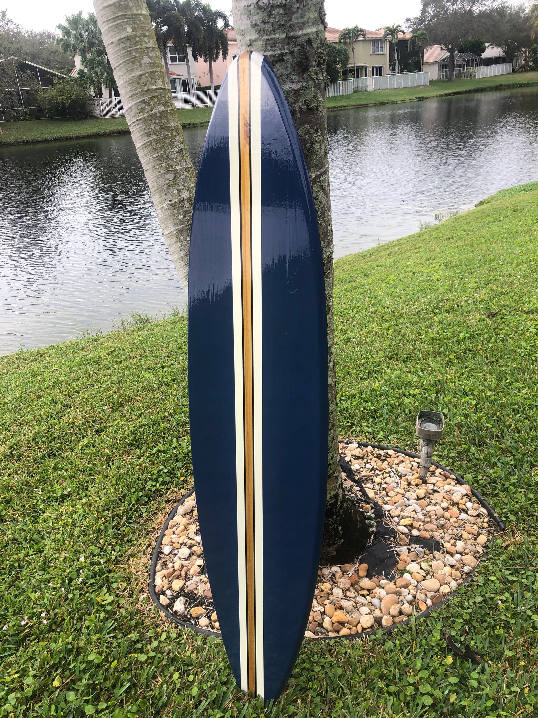 Deep Blue Dreams Wooden Surfboard Wall Art | Customizable Coastal Deco ...