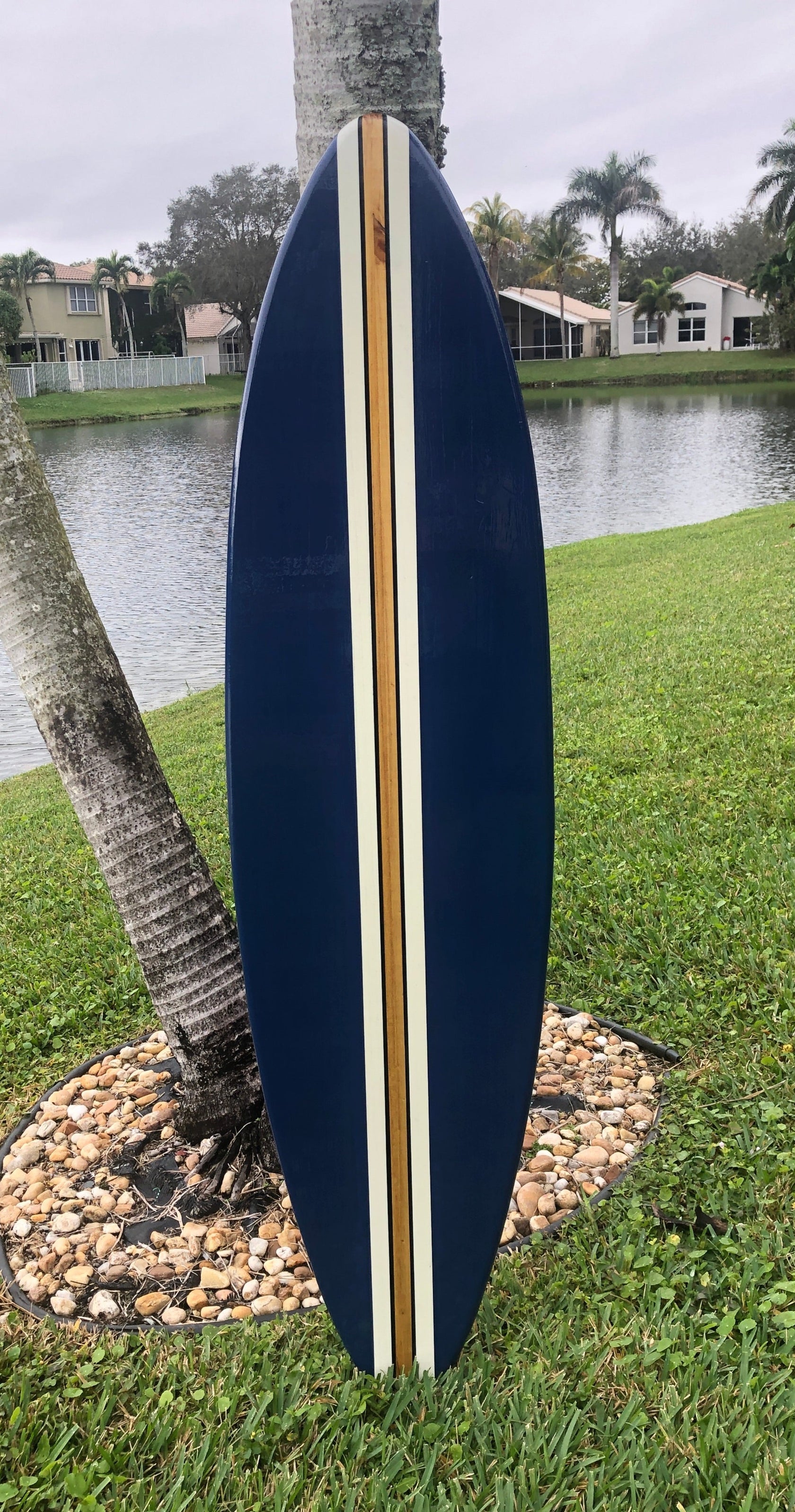 Deep Blue Dreams Wooden Surfboard Wall Art | Customizable Coastal Deco ...