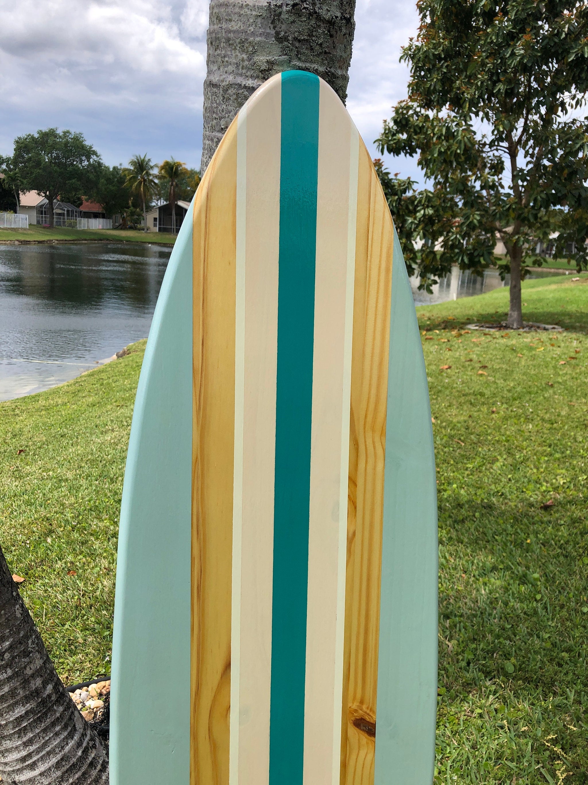 Coastal Coral Pastel Series Surfboard Wood Wall Art & Decor | Customiz ...
