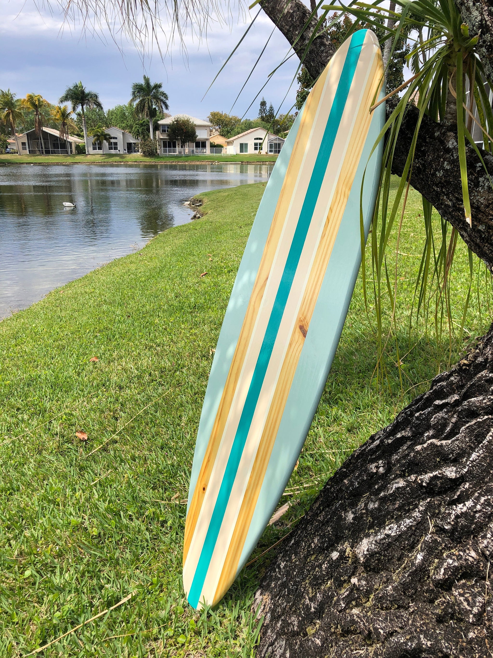 Coastal Coral Pastel Series Surfboard Wood Wall Art & Decor | Customiz ...